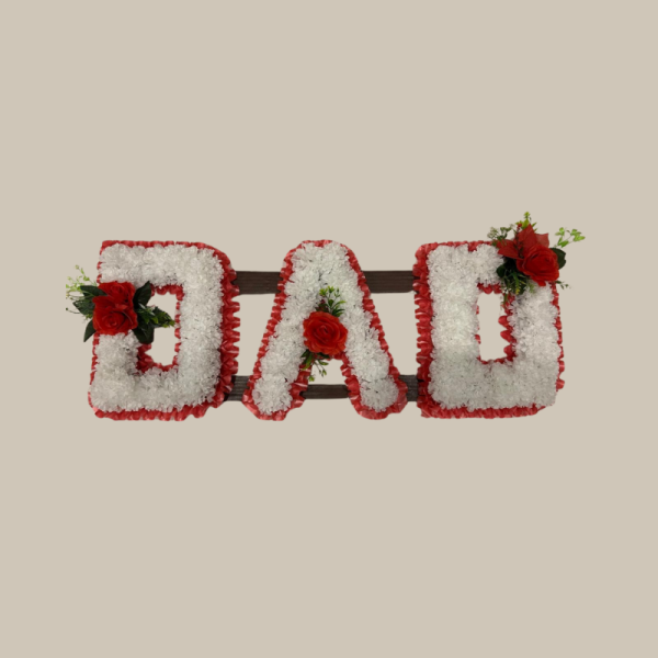 DAD Red & White Floral Tribute – A Loving Memorial Arrangement | Bailey ...