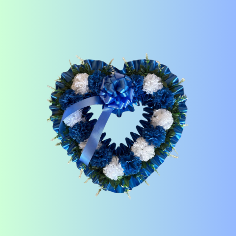Blue & White Heart Sympathy Wreath – A Loving Tribute of Remembrance ...